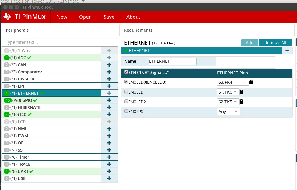 Msp432e401y Ti Pinmux Tool Cant Assign Ethernet Pins With Pinmux Tool Msp Low Power