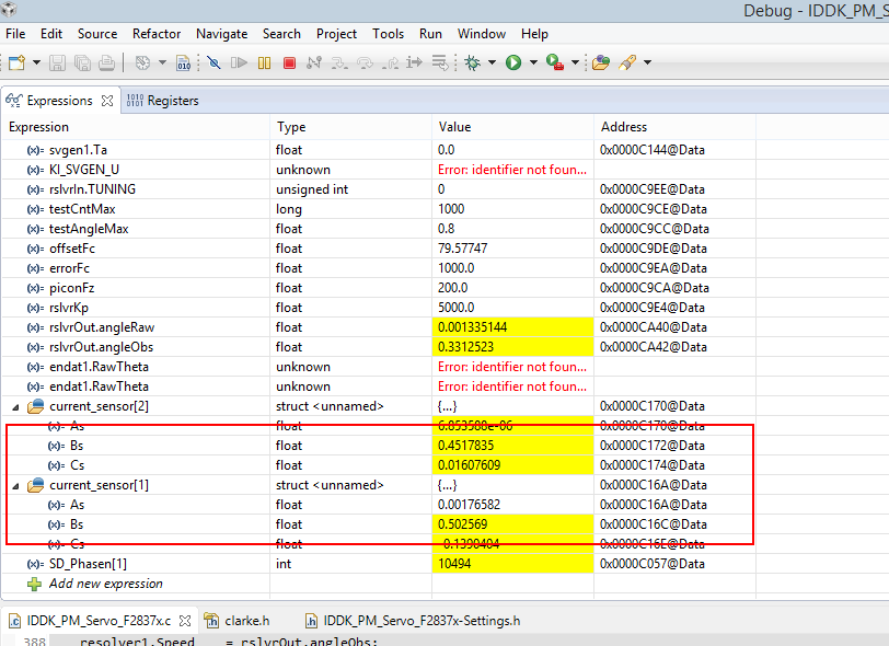 TMDXIDDK379D: different current values for LEM sensor and Sigma Delta ...