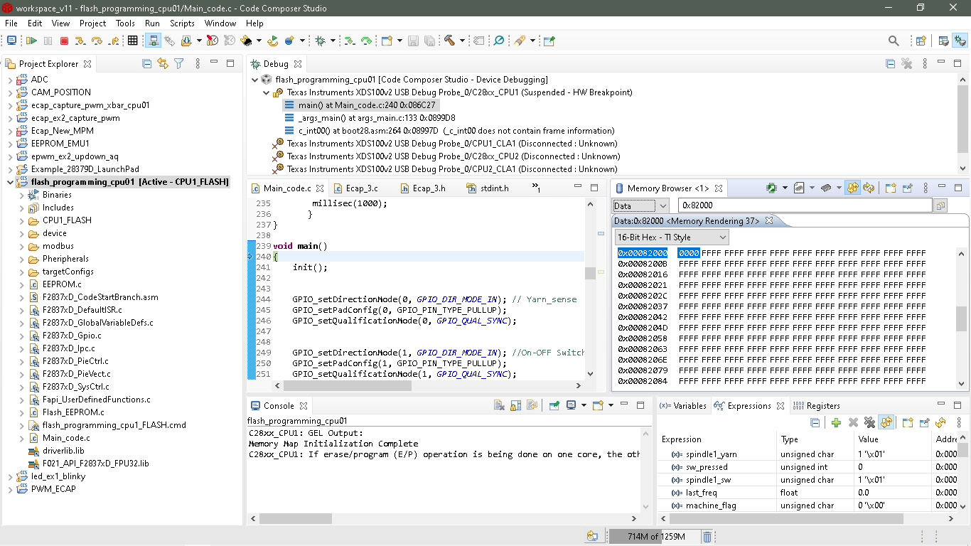 Tms320f28379d Memory Rendering While Writing Retrieving Data From Flash Memory C2000