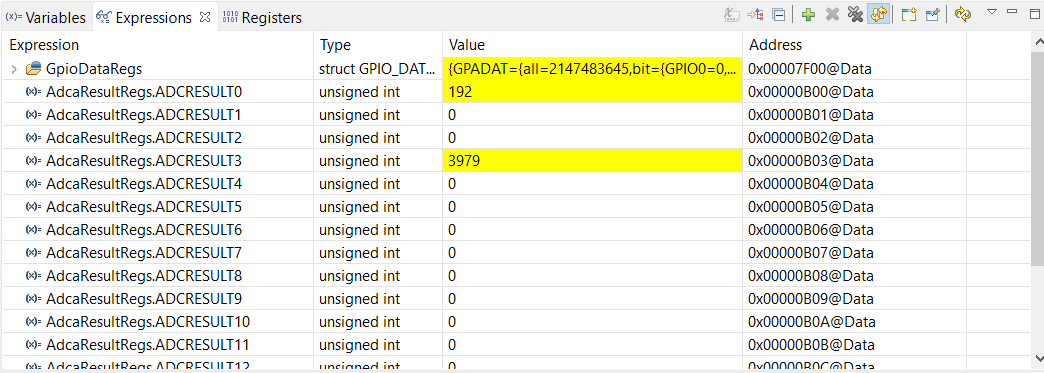 CCS/TMS320F28379D: ADCRESULTx Register question - C2000 microcontrollers forum - C2000™︎ ...
