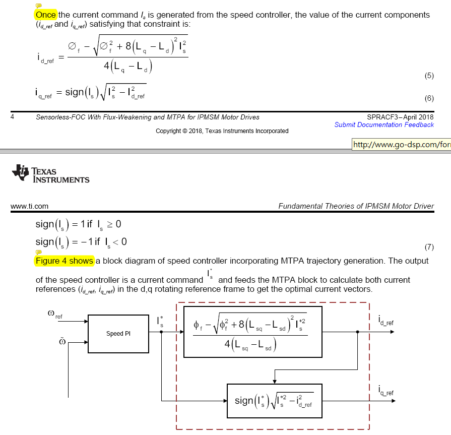 TMS320F28035: Example code for MTPA(Maximum-Torque-Per-Amper) and Flux-weakening Control - C2000 ...
