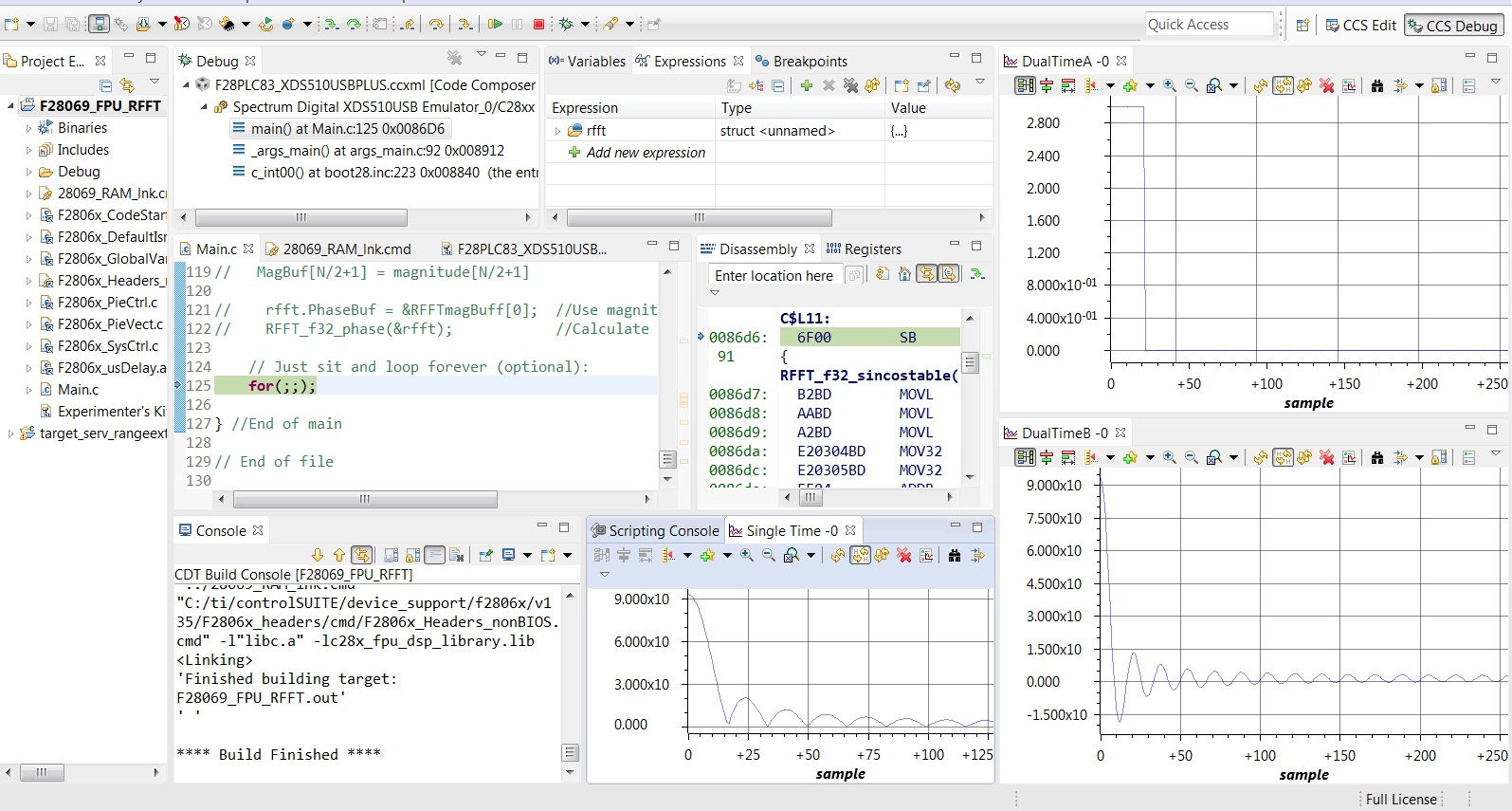 RFFT_f32 not producing expected results on f28069 - C2000 microcontrollers forum - C2000™︎ ...