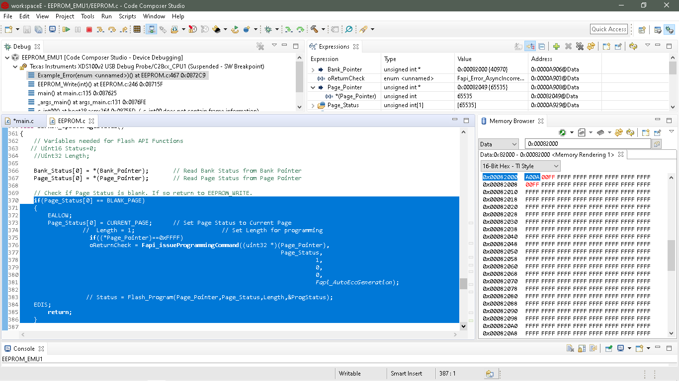 CCS/TMS320F28379D: Reset /power off cycle code is not works ,in EEPROM Emulation Implementation ...