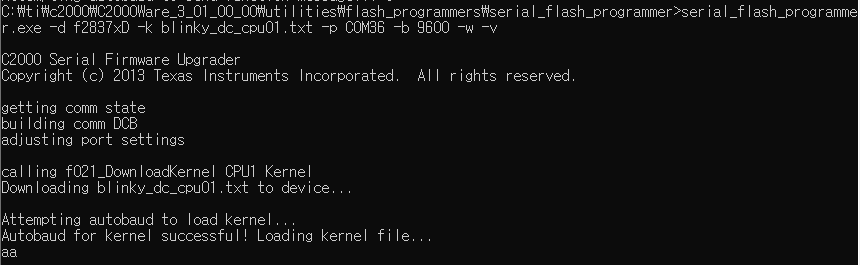 Ccstms320f28377d Serial Flash Programmer Problem Stop After Kernel Loading C2000