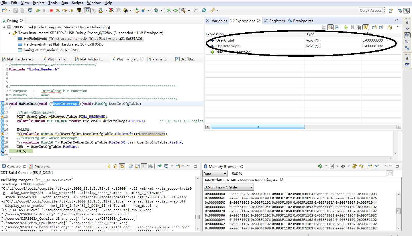 CCS/TMS320F28035: Access interruption configuration library by address - C2000 microcontrollers ...