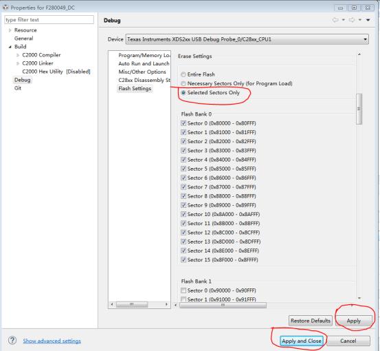 CCS/TMS320F280049: A question about CCS configuration to erase flash bank of 28049 - C2000 ...