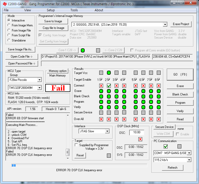 C2000-GANG: Can't load a firmware to F280049M 64-pin device - C2000 microcontrollers forum ...