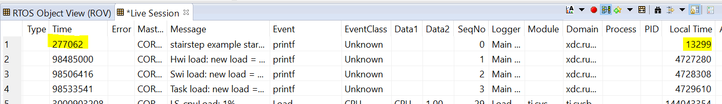 RTOS/TMS320F28075: Live Session, column Time and Local Time - C2000 microcontrollers forum ...