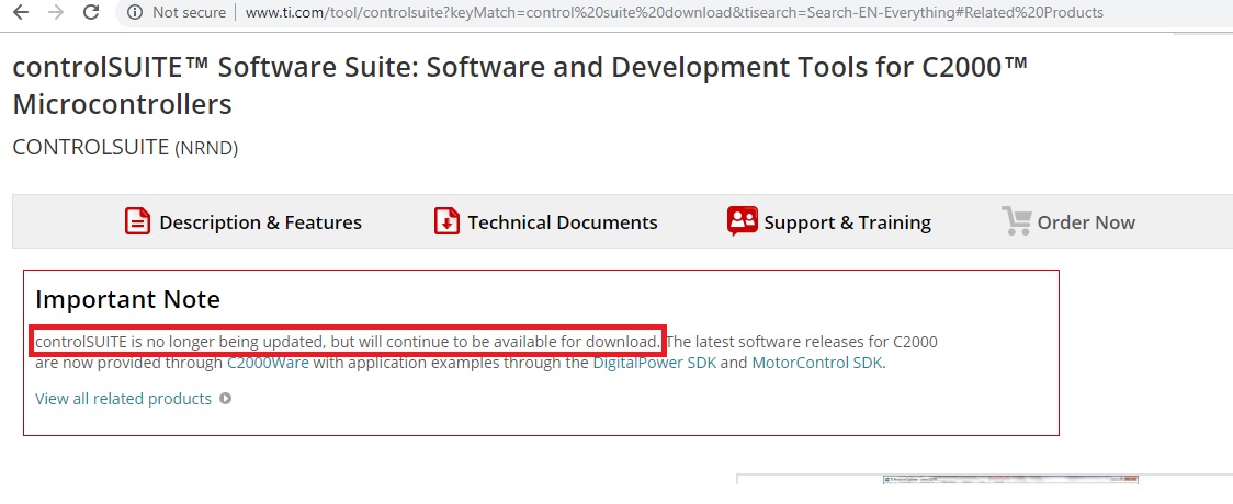 CONTROLSUITE: Is no longer being updated, but will continue to be available for download - C2000 ...