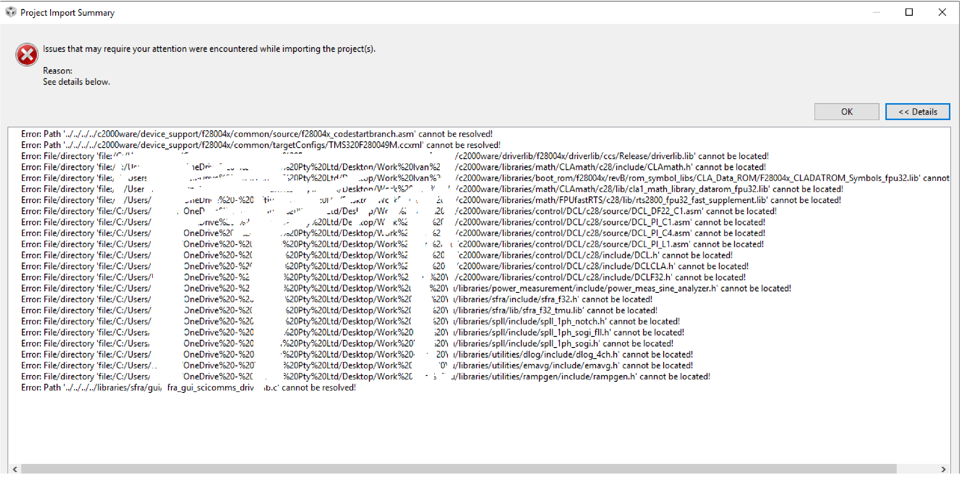 CCS/TMS320F280049C: how to move an example from C2000Ware Digital Power SDK folder to my own ...
