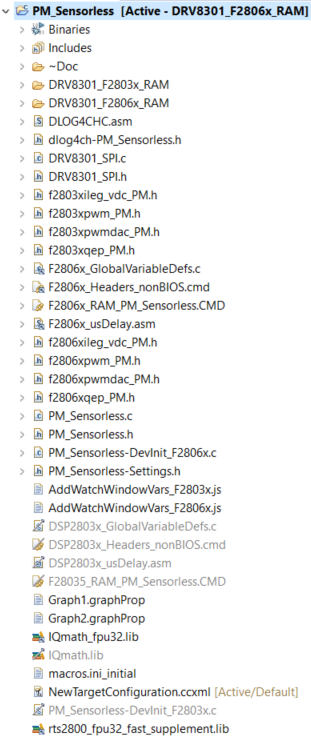 TMS320F28069M: PM sensorless project - DRV830x-HC-C2-KIT_v105\PM_Sensorless, TMS320F28069M ...