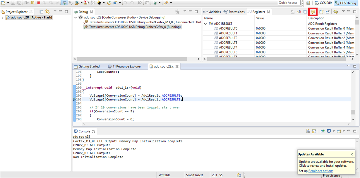 ADC_SOC_C28x example not working - C2000 microcontrollers forum - C2000™︎ microcontrollers - TI ...
