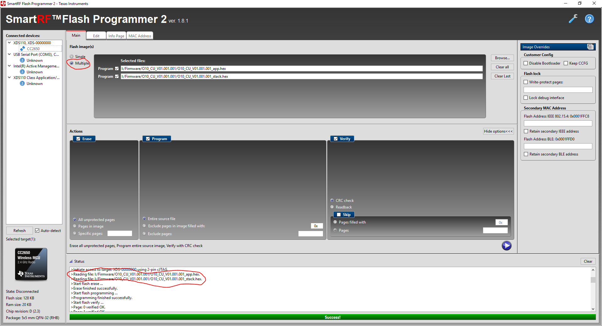 TMDSEMU110-U: Using Software: SmartRF Flash Programmer 2 Ver.1.8.1 ...