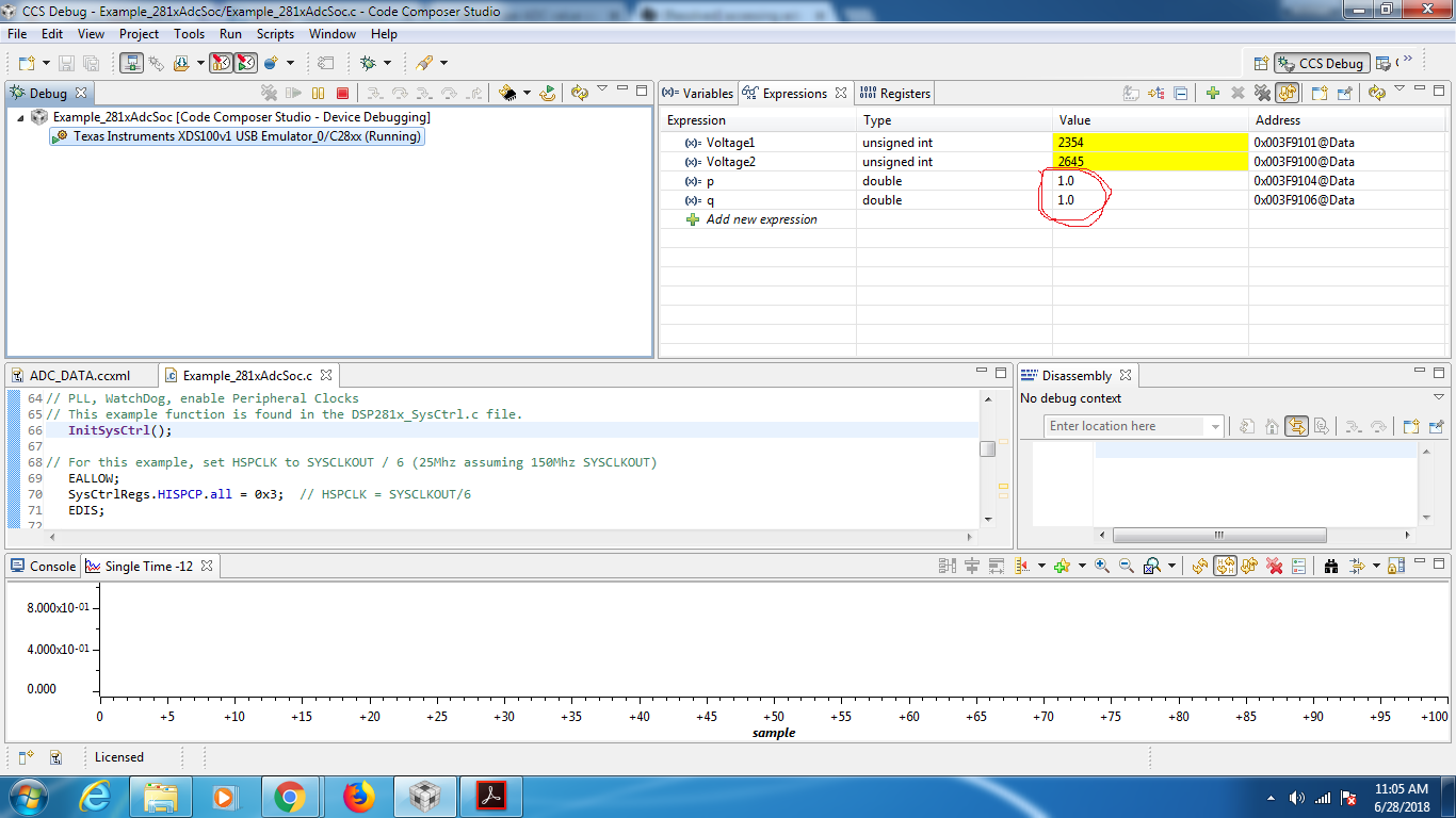 Ccstms320f2812 Adc Value Is Not Getting Updated Even If There Is A