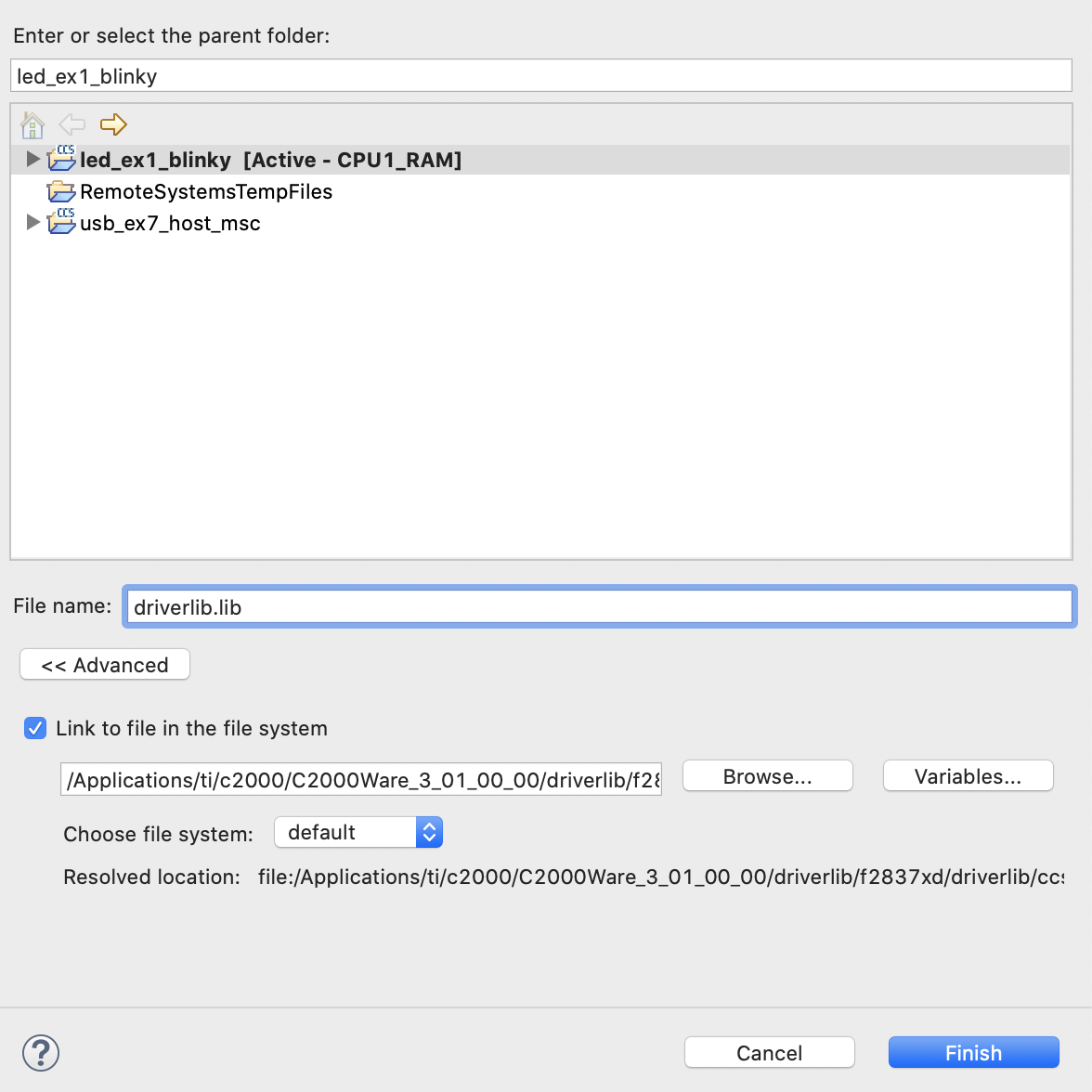 Ccstms320f28379d Unable To Add Driverlib Support To Newly Scratch Created Project C2000