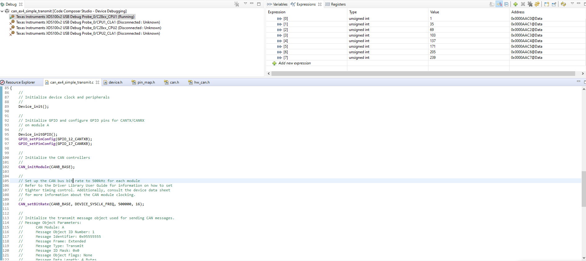 Ccslaunchxl F28379d Can Reading Data Into Memoryvariable C2000 Microcontrollers Forum