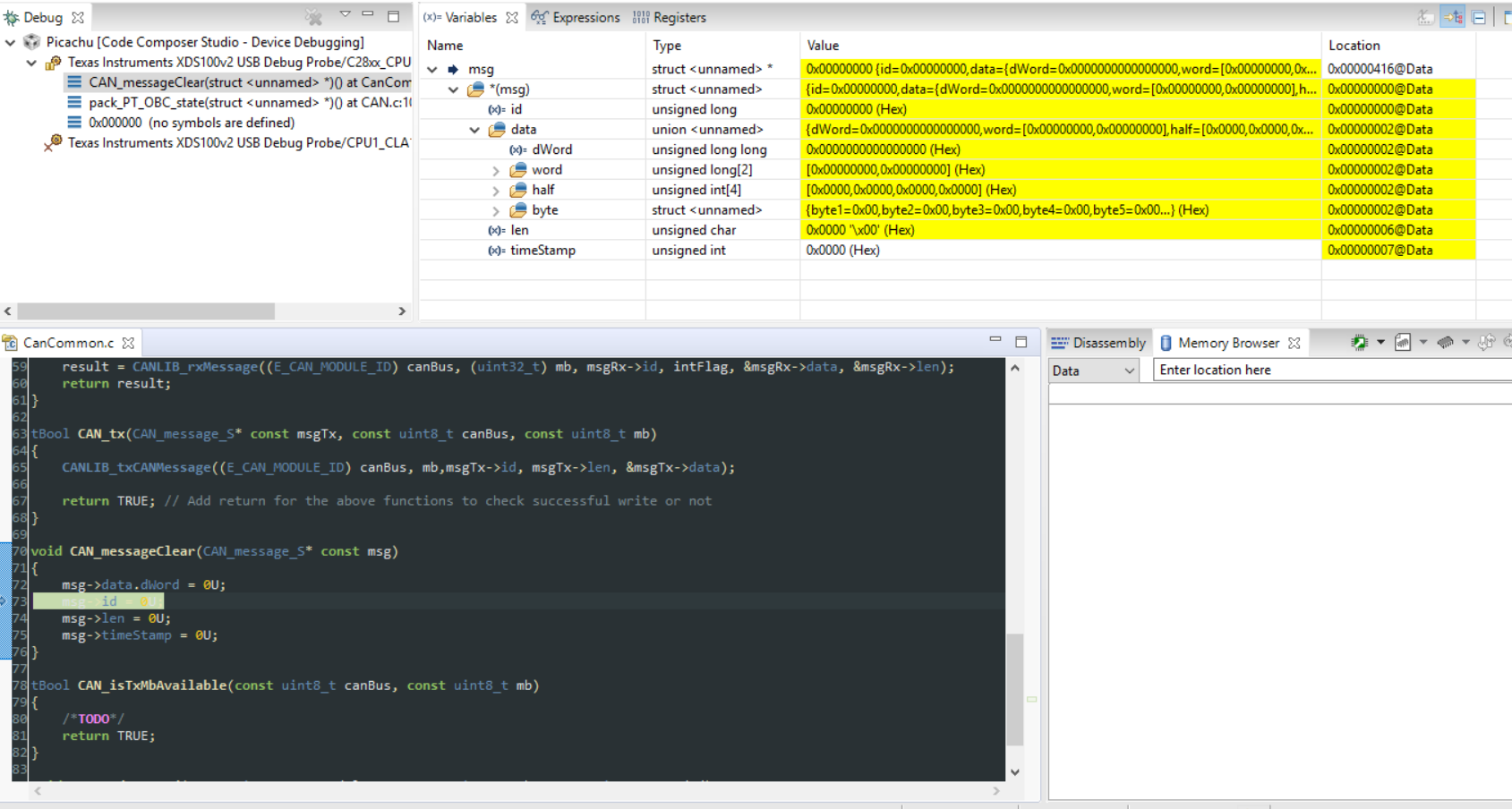 CCS/TMS320F28377S: pointer address changes during initialization - C2000 microcontrollers forum ...