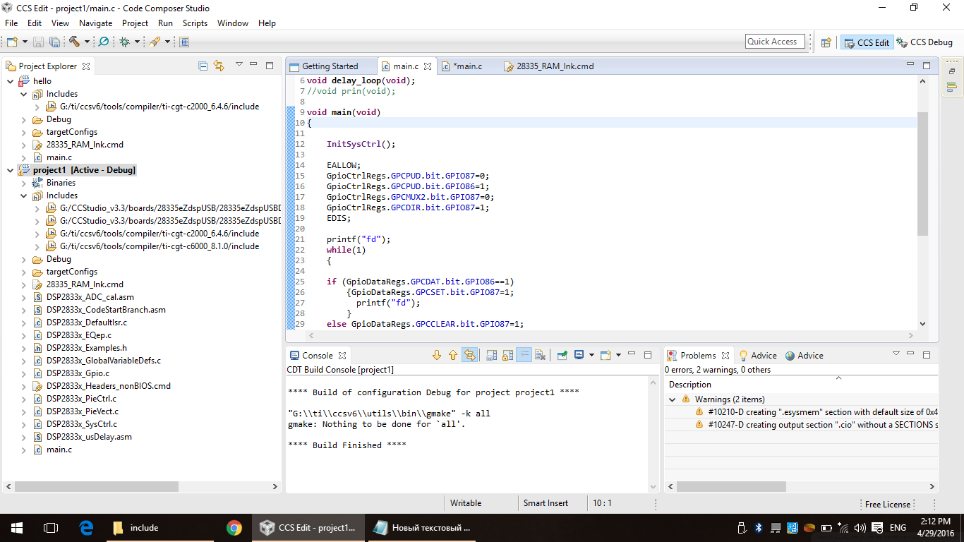 Error 10099 D 10010 Program Will Not Fit Into Available Memory F28335 C2000 