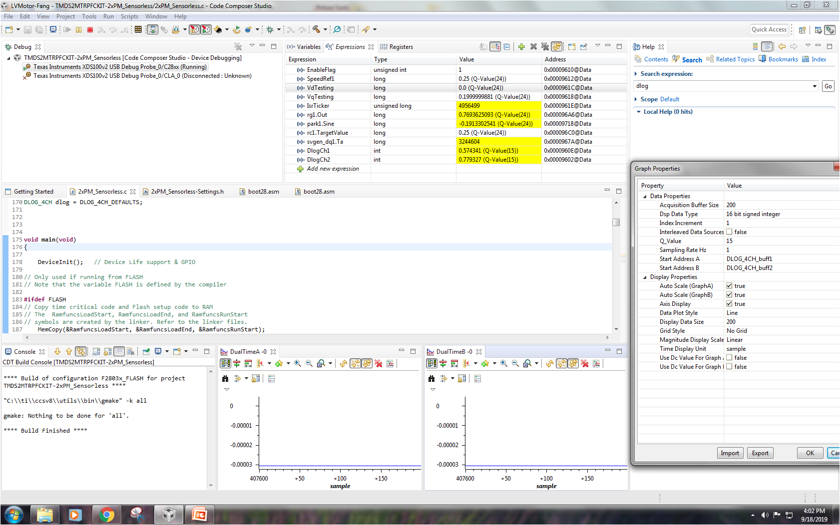 CCS/TMS320F28035: Dual Time Graphs are not showing any DLOG channel data - C2000 ...