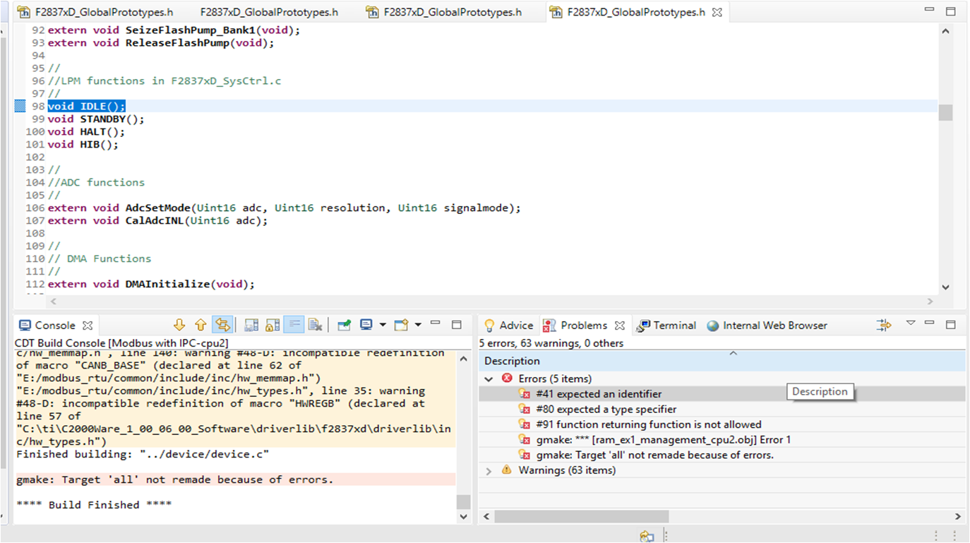 CCS/TMS320F28379D: #41 expected an identifier - C2000 microcontrollers ...