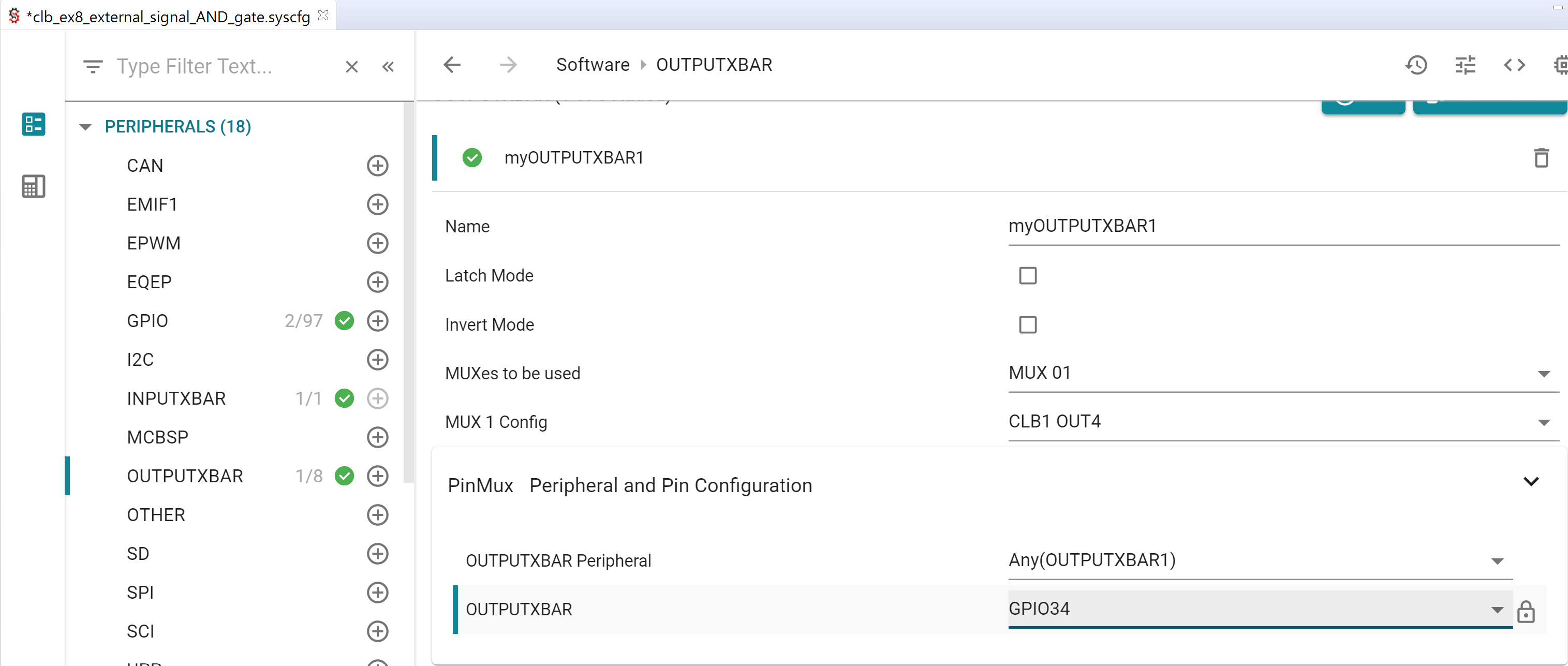 CCS/TMS320F28379D: GPIO 34 is showing error in Output xbar of sysconfig tool - C2000 ...