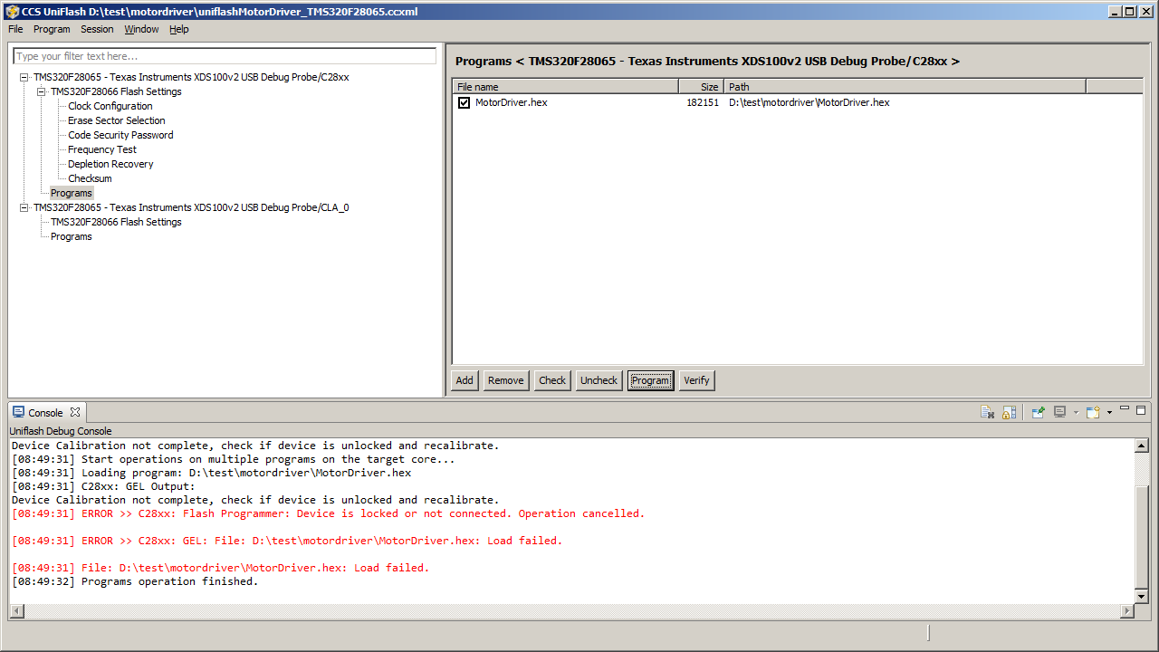 TMS320F28065: Programming lock issue - C2000 microcontrollers forum - C2000™︎ microcontrollers ...