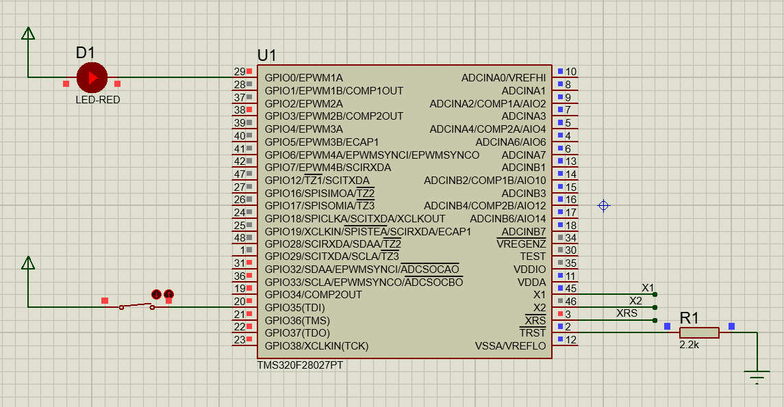 TMS320F28035: Control LED by using button - C2000 microcontrollers forum - C2000™︎ ...