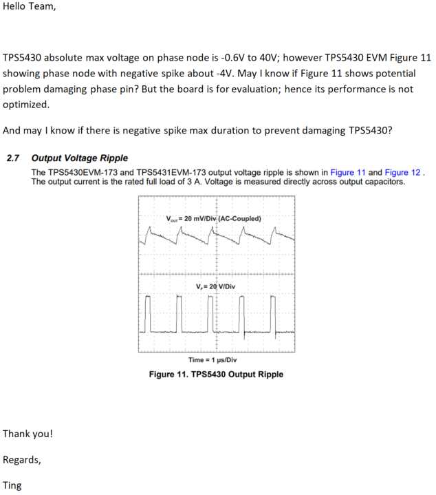 Tps5430 Phase Node Negative Voltage Question Power Management Forum