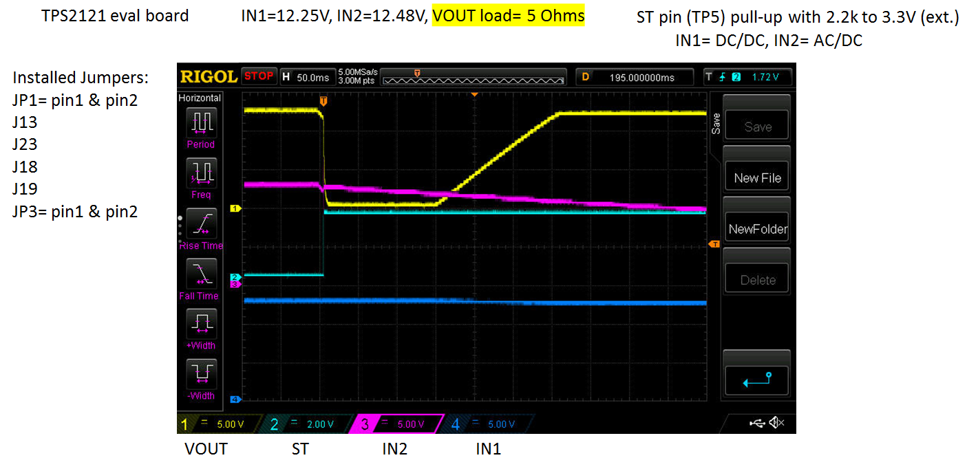 TPS2121: Output Voltage Dip During Switch-Over Under Load - Power management forum - Power ...