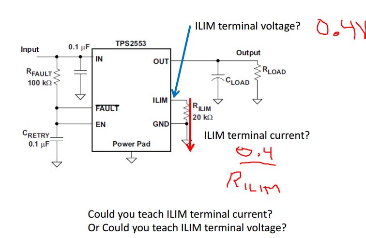 TPS2553 ILIM terminal current and Voltage question? - Power management forum - Power management ...