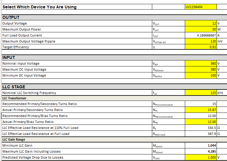 UCC25600-DESIGN-CALC: UCC25640x Design Calculator - Power management ...