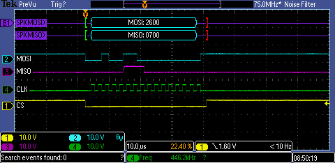 TPS92520-Q1: SPI communication issue, MISO always contains the previous command. - Power ...