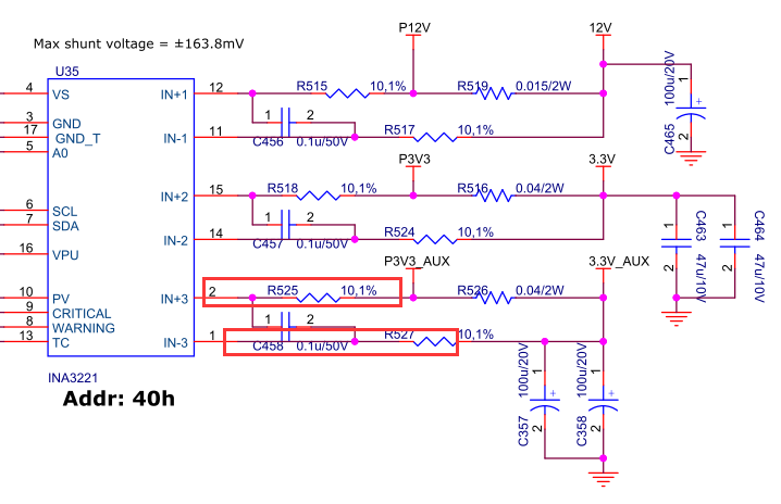 When designing the layout of INA3221 voltage detection pins (IN+/IN ...