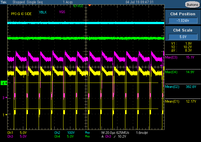 UCC28180: Gate voltage of PFC MOS will drop inexplicably when switching ...