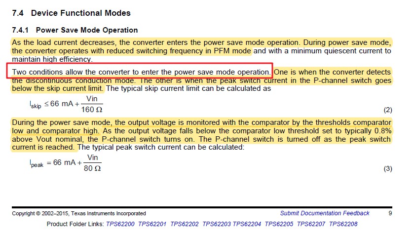 TPS62205: TPS62205 PFM Mode - Power management forum - Power management - TI E2E support forums