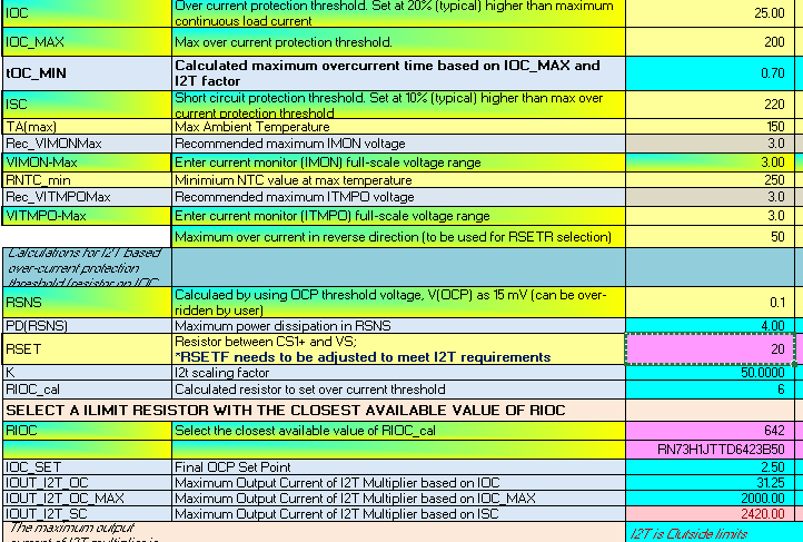 TPS1214-Q1: Regarding I2T multiplier current in design calculator ...
