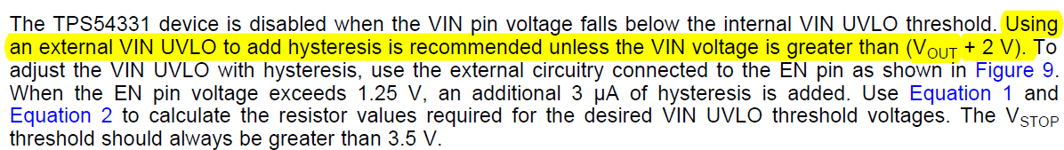 TPS54331 - About setting condition of UVLO - Power management forum - Power management - TI E2E ...