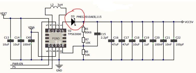 TPS63000 Buck-Boost Convertor - Preventing audible whistling when reverse fed - Power management ...