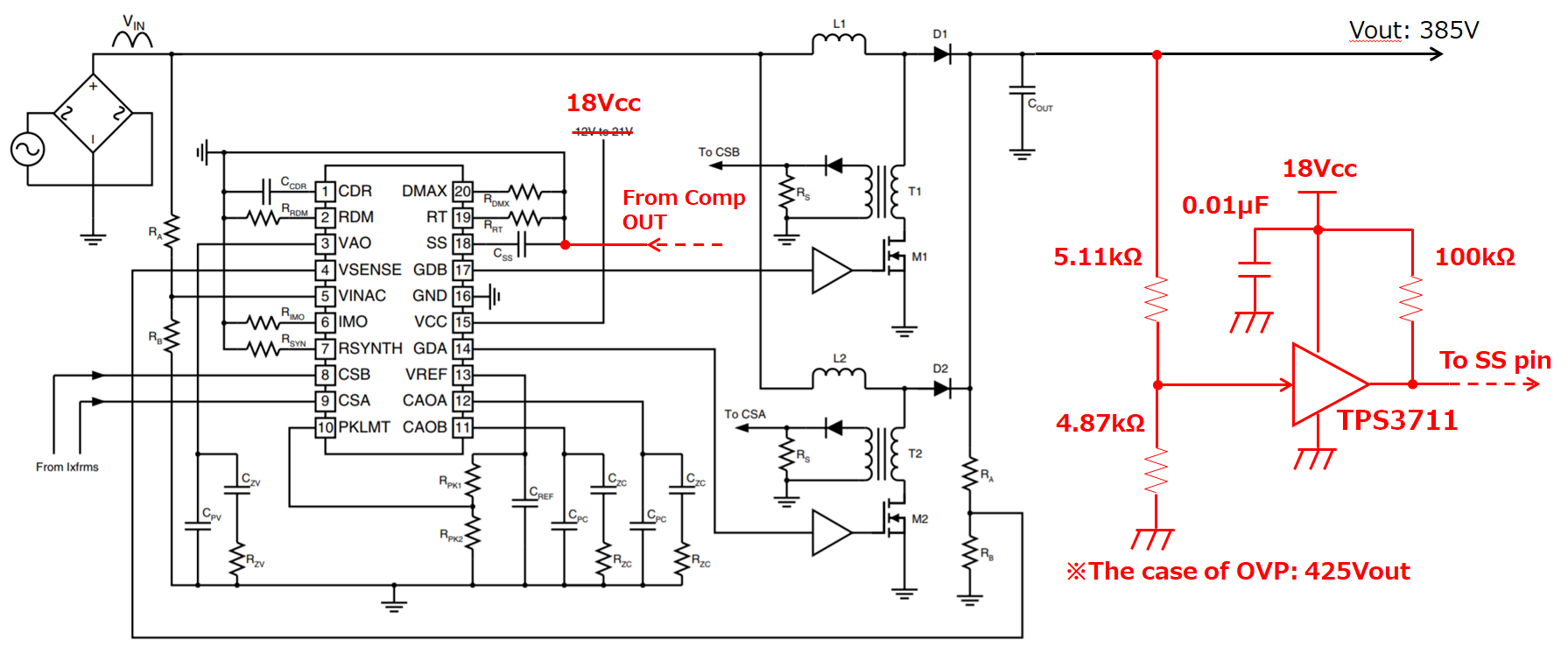 UCC28070: Question about overvoltage function for PFC output - Power ...