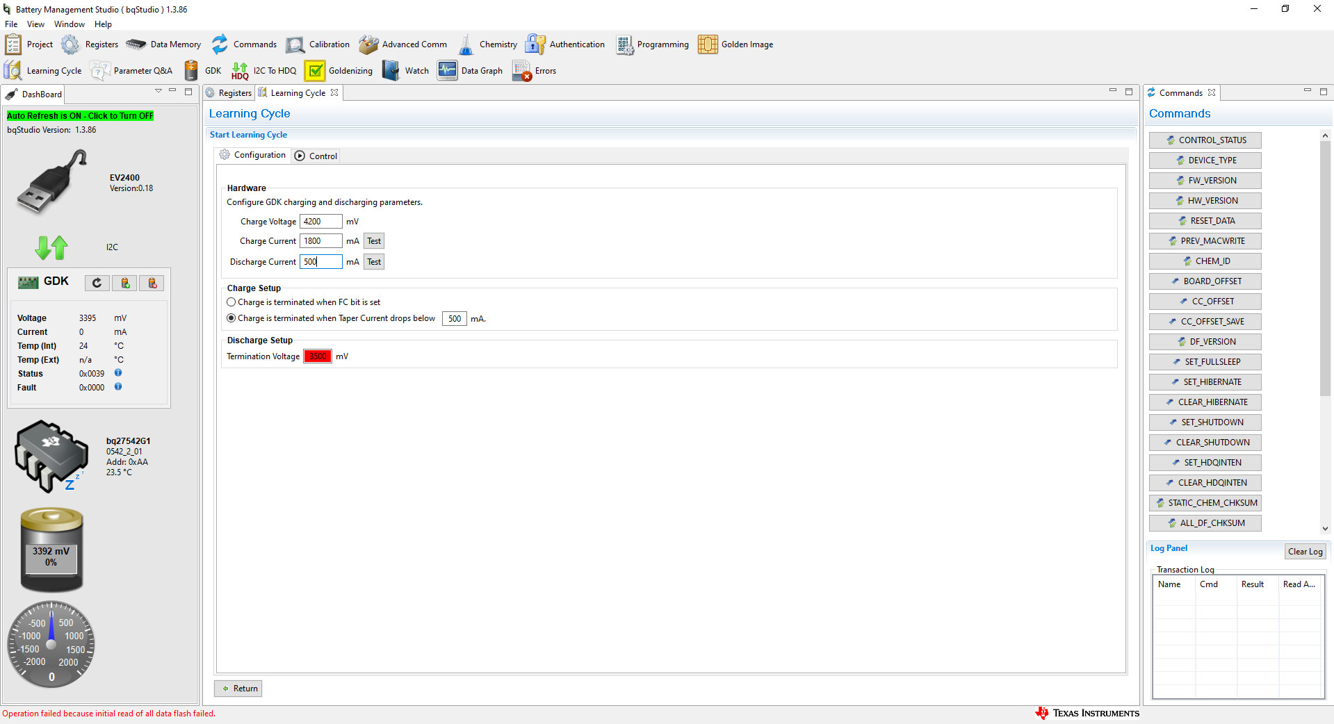 BQSTUDIO: Setting the Termination Voltage Above 3.4V for Learning Cycle ...