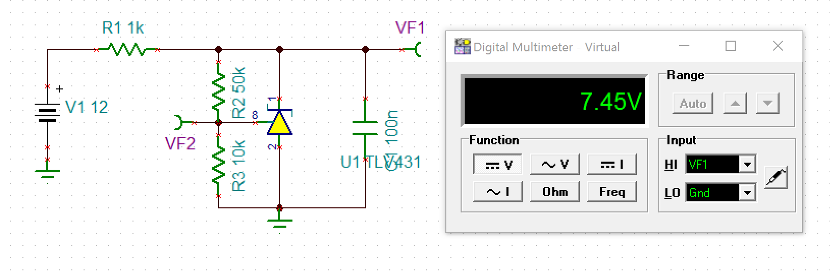 TINA/Spice/TLV431: The output voltage range is different with datasheet - Simulation, hardware ...