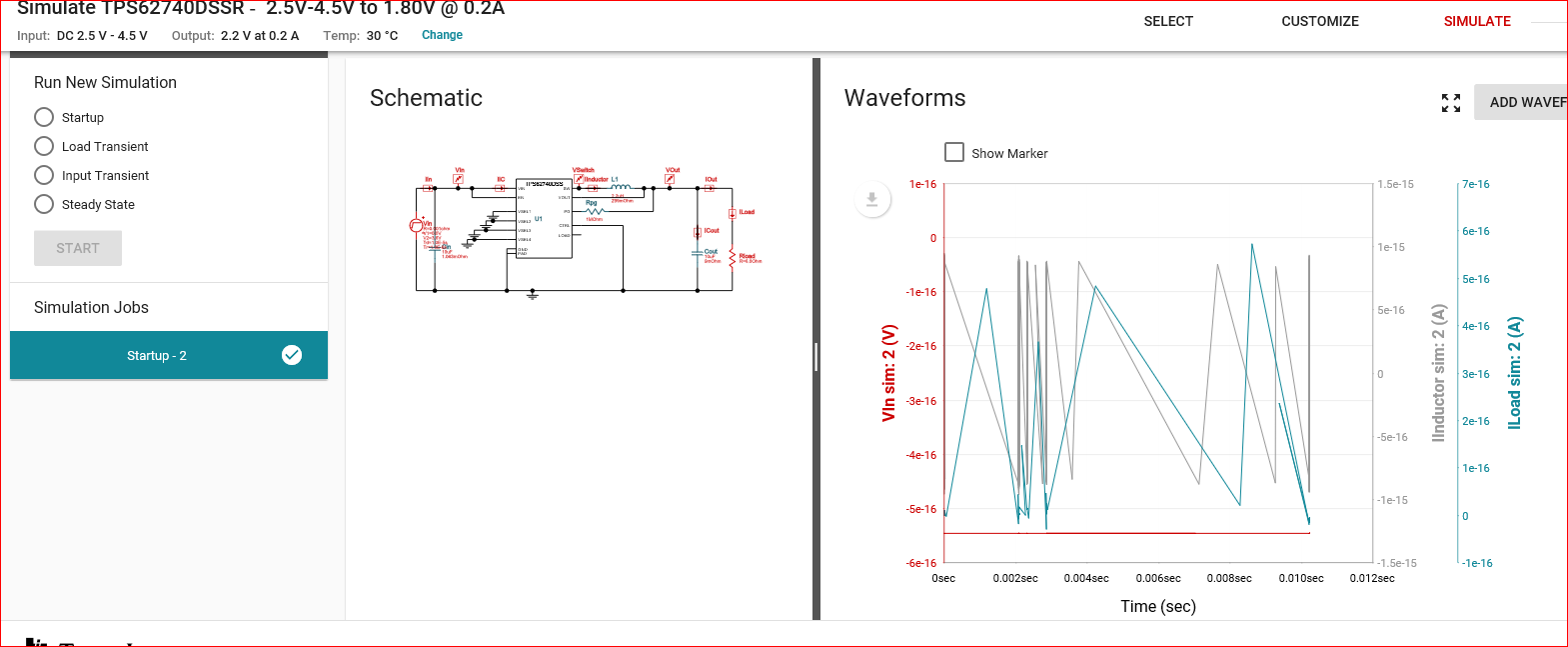 Webench® Toolstps62740 Input Transient Simulation Panel Has Not Auto Filled With Updated