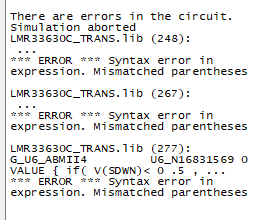 WEBENCH® Tools/LMR33630: PSPice model can not complie successfully in SIMetrix/TINA - Simulation ...