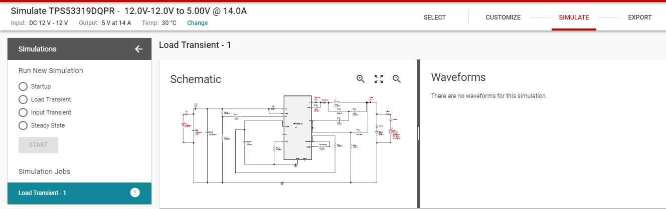 Webench® Toolstps53319 Tps53319 Load Transient Simulation Fail Simulation Hardware And System