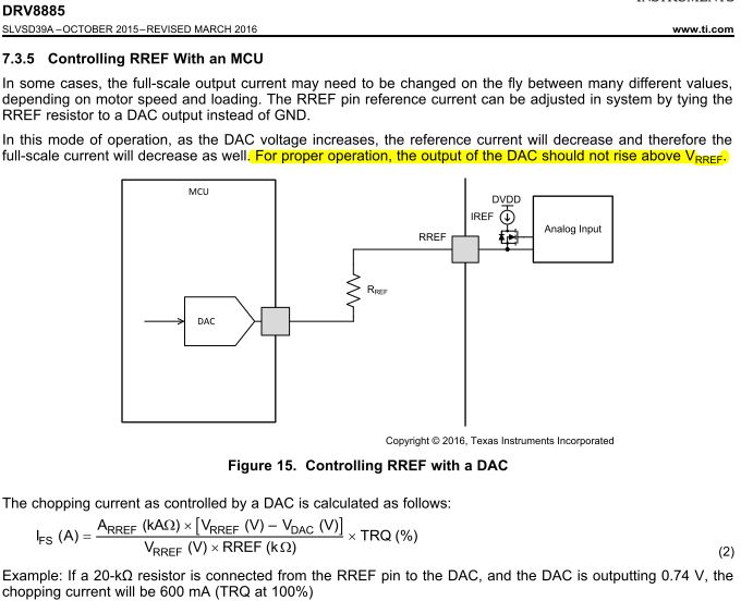 DRV8885 - VRREF exceeding 1.28V when controlling IFS using a DAC ...