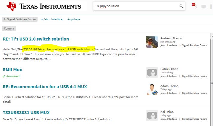 Ts3usb3031 Usb Mux Is 13 Mux Do We Have A Similar 14 Mux Solution Switches And Multiplexers
