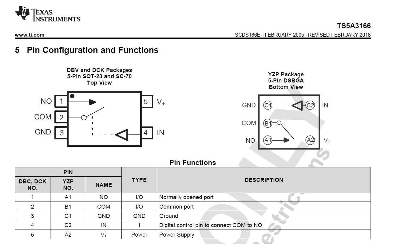 TS5A3166: Check TS5A3166YZPR Pin defined for DSBGA package - Switches ...