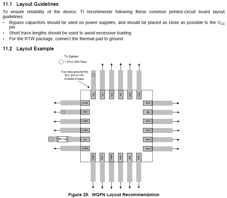 TS3A27518E (3 V, 6-channel, 1:2 switch w/ 1.8V logic control) layout ...