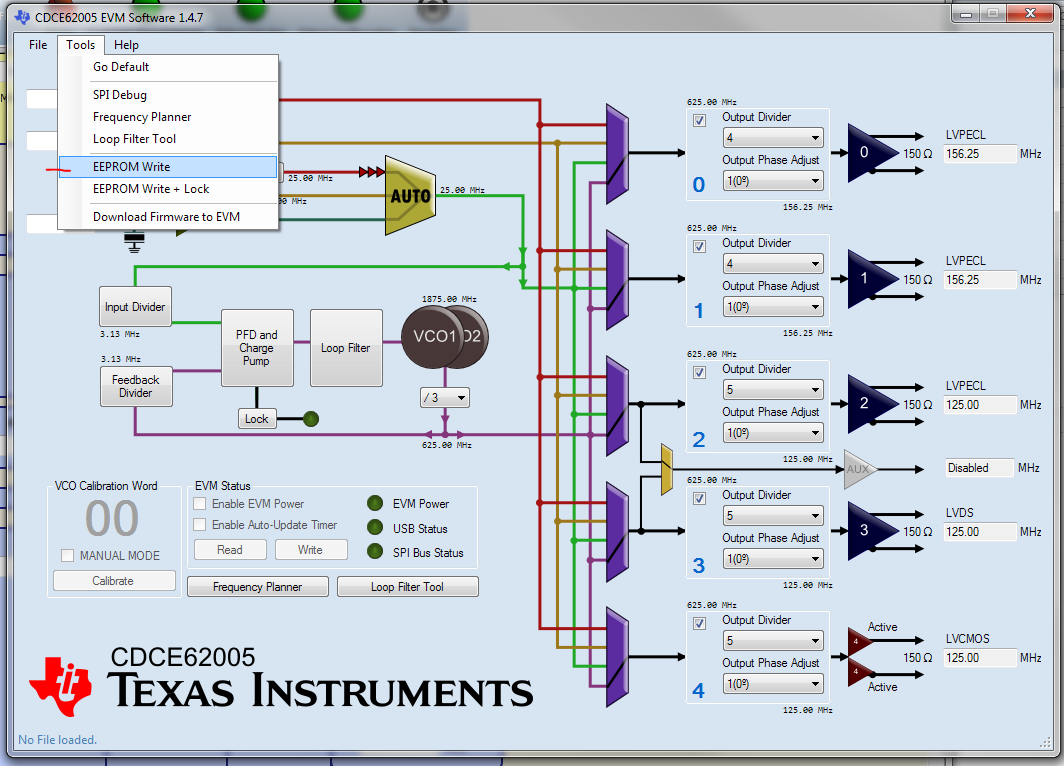 Cdce62005evm Default Value And Loop Filter Tool Clock And Timing Forum Clock And Timing Ti