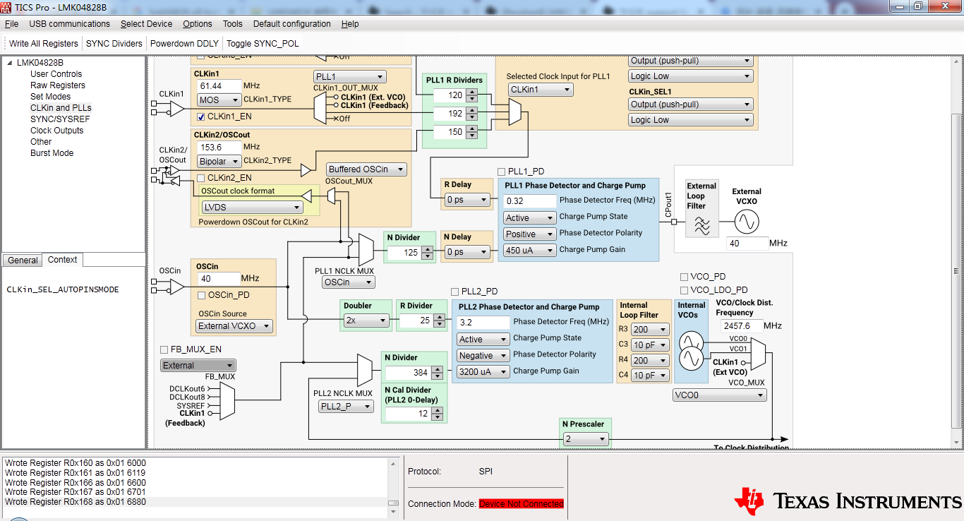 Lmk04828 Pll1 Cant Lock Clock And Timing Forum Clock And Timing Ti E2e Support Forums
